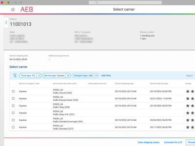 AEB software for excellent transport execution